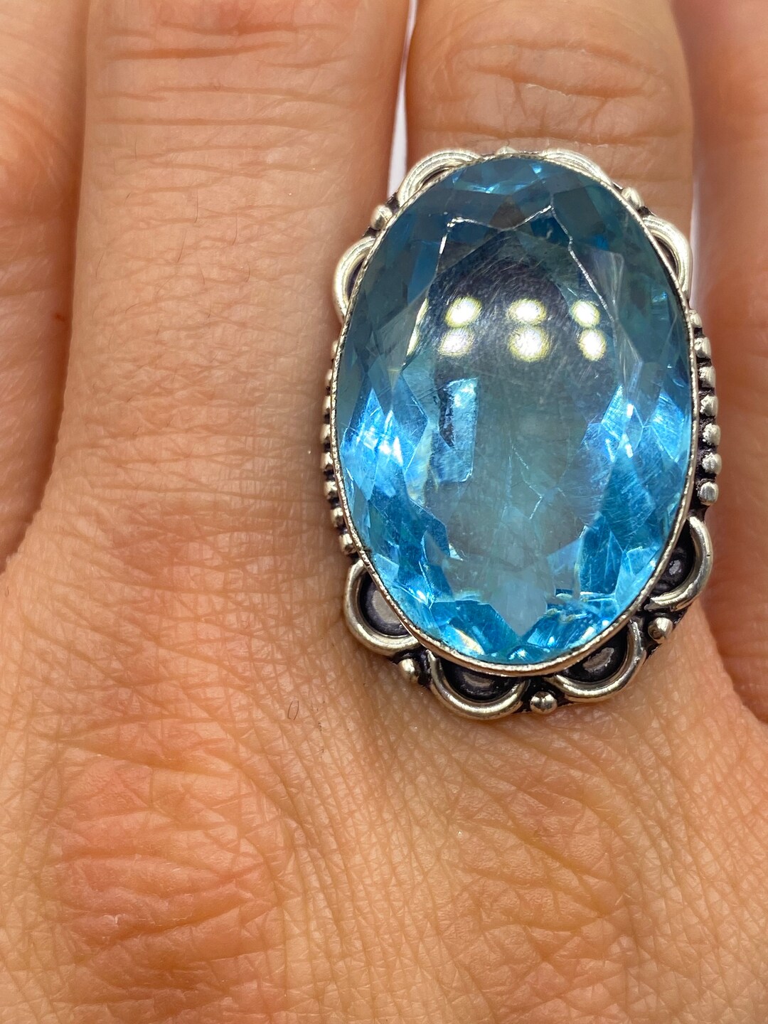 Vintage Aqua Blue Volcanic Art Glass Ring - Etsy