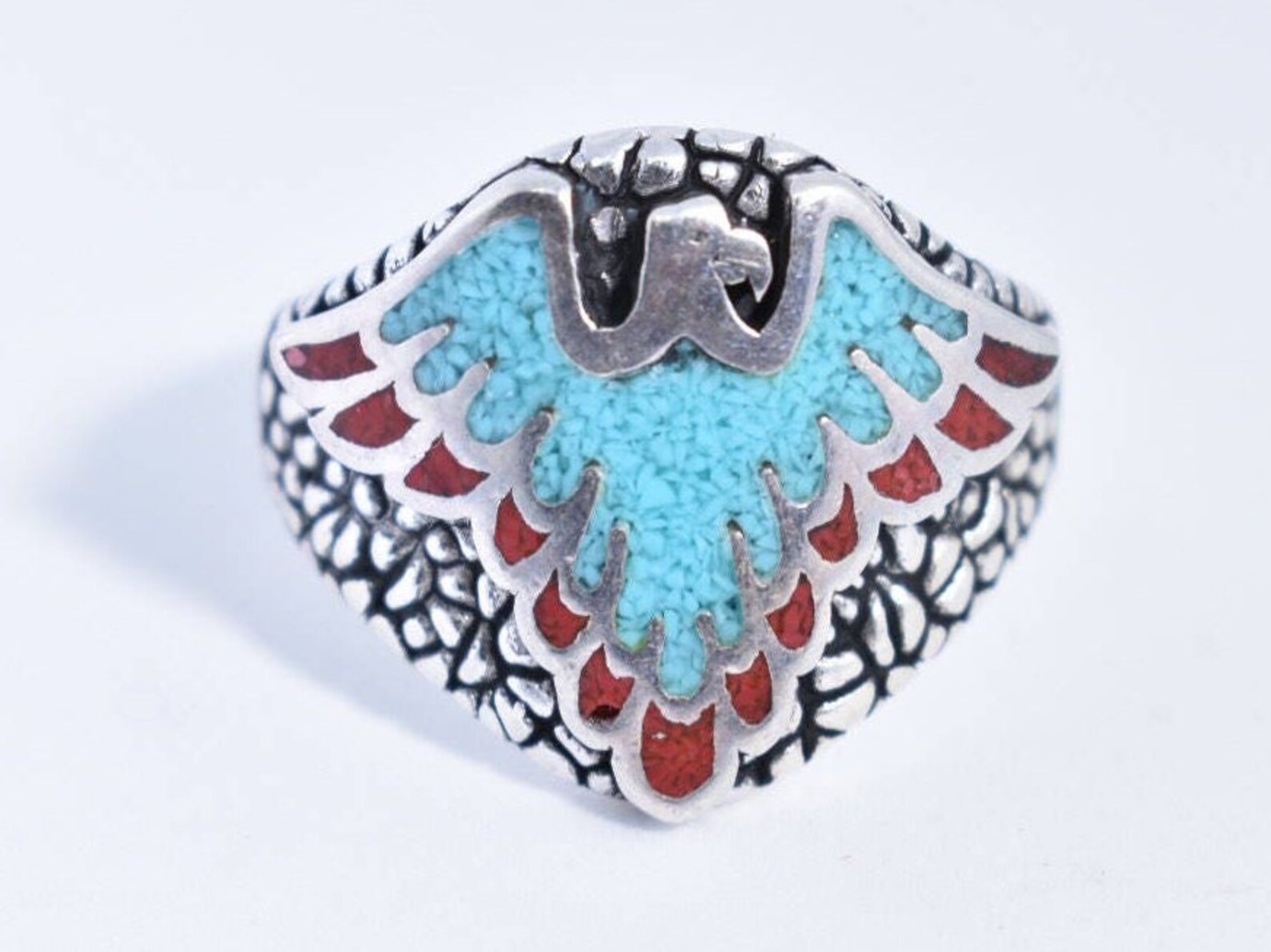 Vintage Native American Style Southwestern Turquoise Stone Inlay Men's ...
