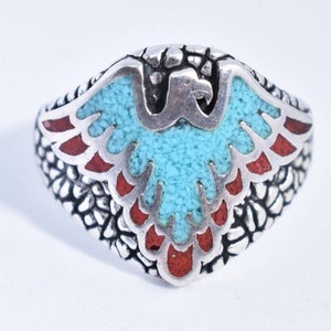 Vintage Native American Style Southwestern Turquoise Stone Inlay Men's ...