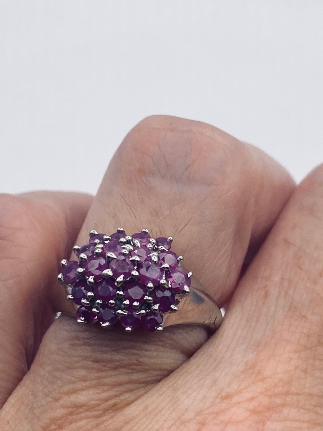 Vintage Pink Ruby 925 Sterling Silver Ring - Etsy