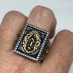 Vintage Saint Mary Ring Golden Stainless Steel Mens - Etsy