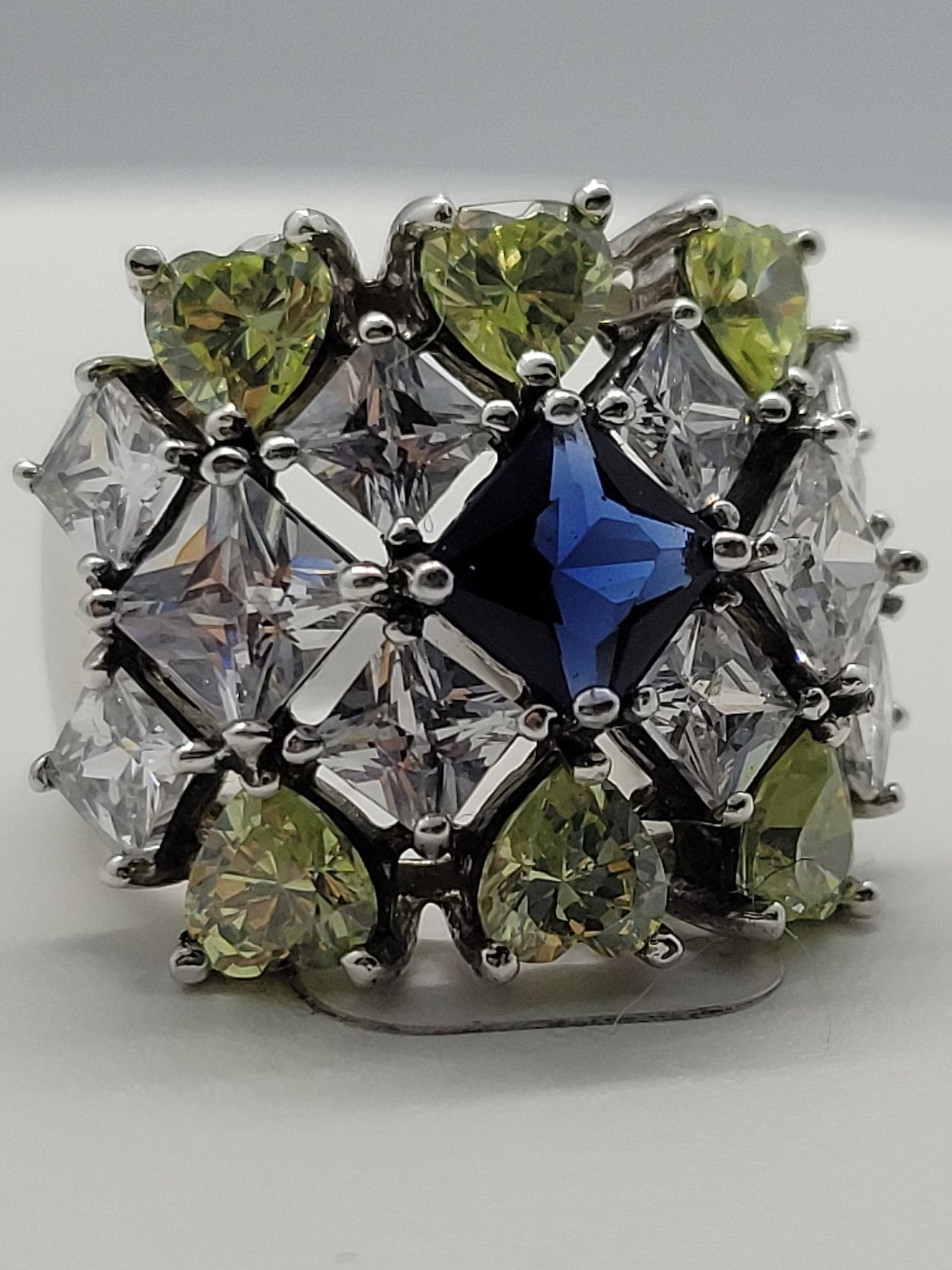 Vintage CZ Big Blue Party Ring in 925 Sterling Silver - Etsy