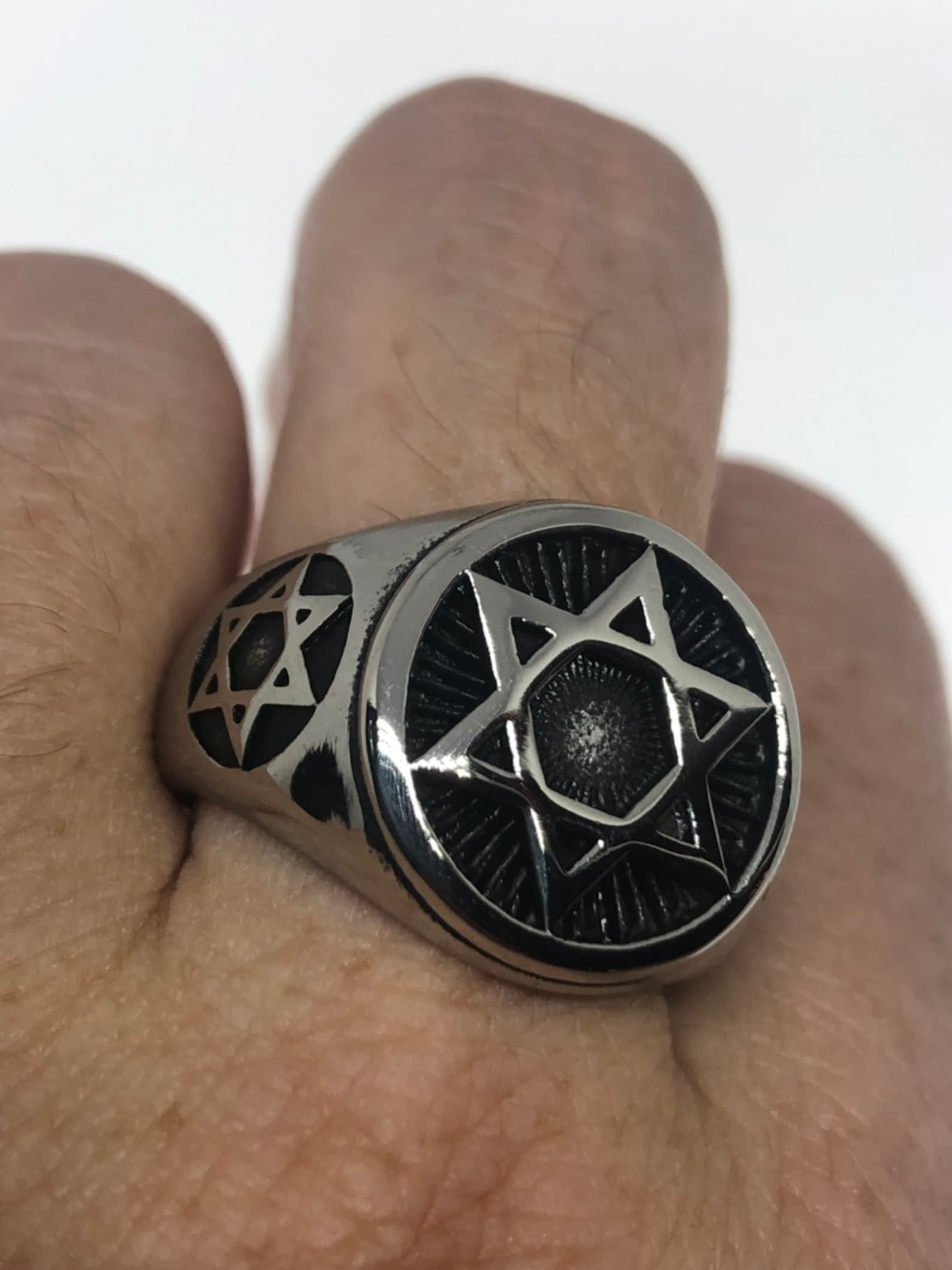 Vintage Stainless Steel Star of David Mens Ring | Etsy