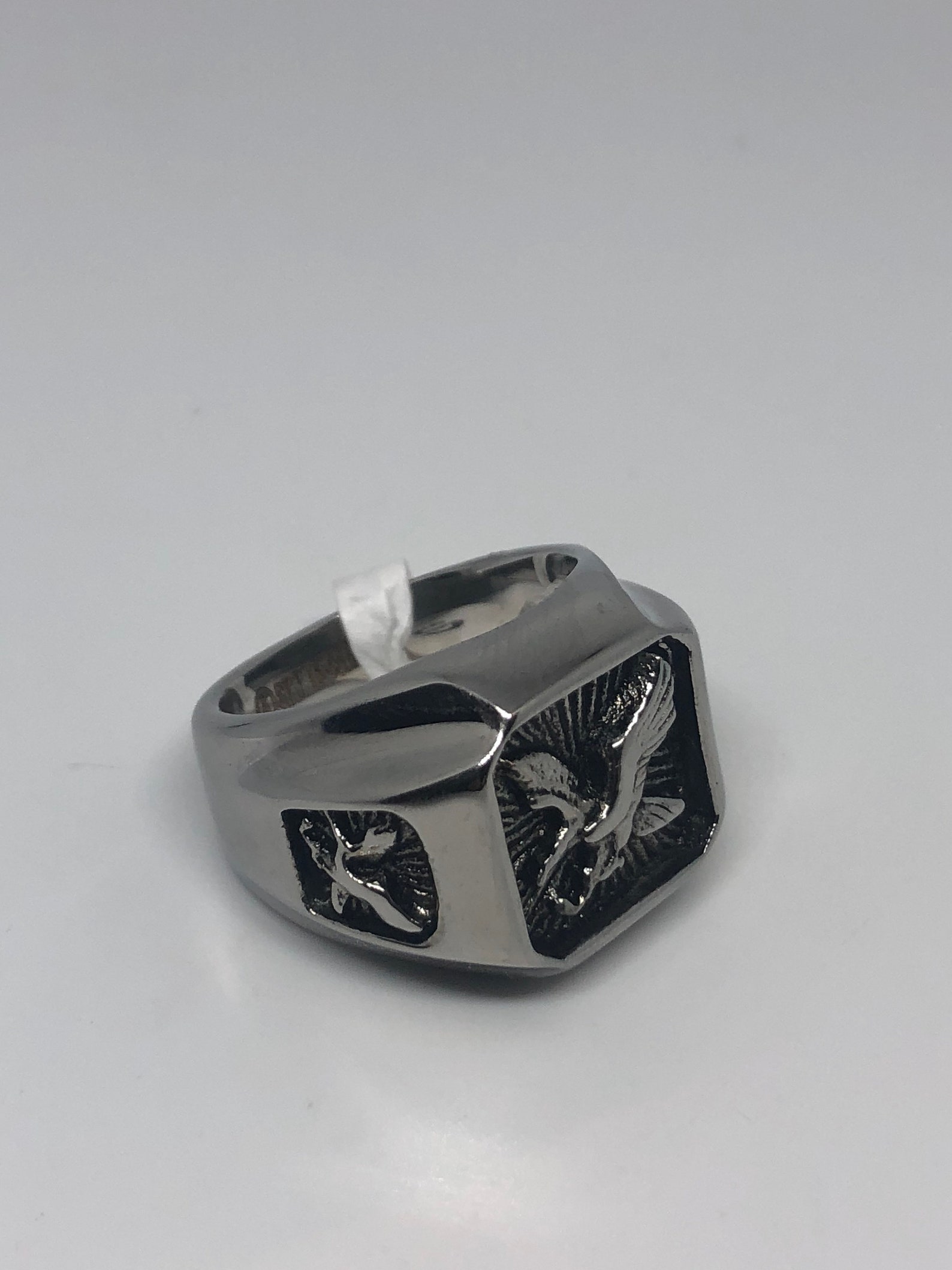 Vintage American Eagle Silver Stainless Steel Mens Ring - Etsy