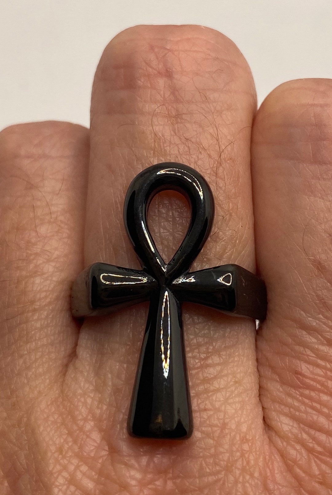 Vintage Black Stainless Steel Gothic Egyptian Ankh Men Ring - Etsy