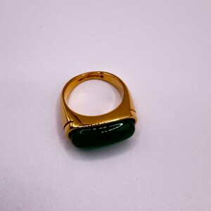 Vintage Green Fun Jade Golden Finished Mens Ring - Etsy