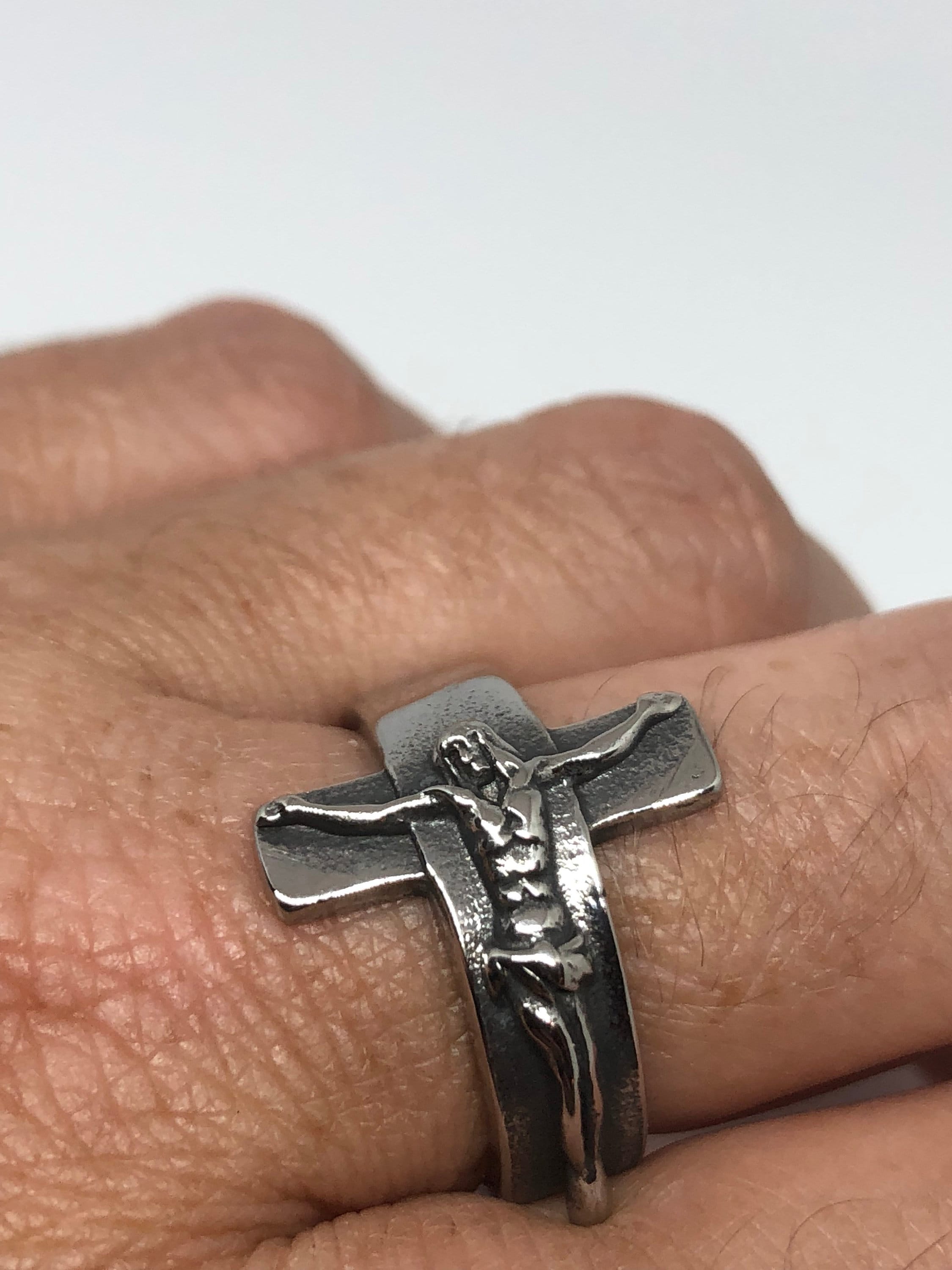Vintage Gothic Cross Crucifix Mens Ring - Etsy