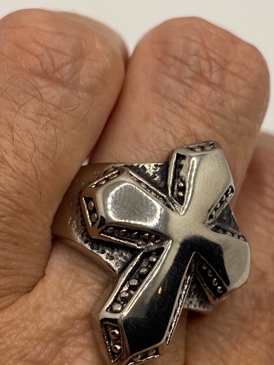 Vintage Gothic Cross Mens Ring Silver Stainless Steel - Etsy