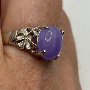 Vintage Purple Jade Ring 925 Sterling Silver - Etsy
