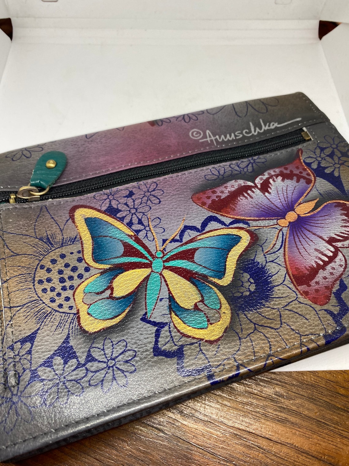 Hand Painted Butterfly Genuine Leather Anushka Wallet Clutch | Etsy