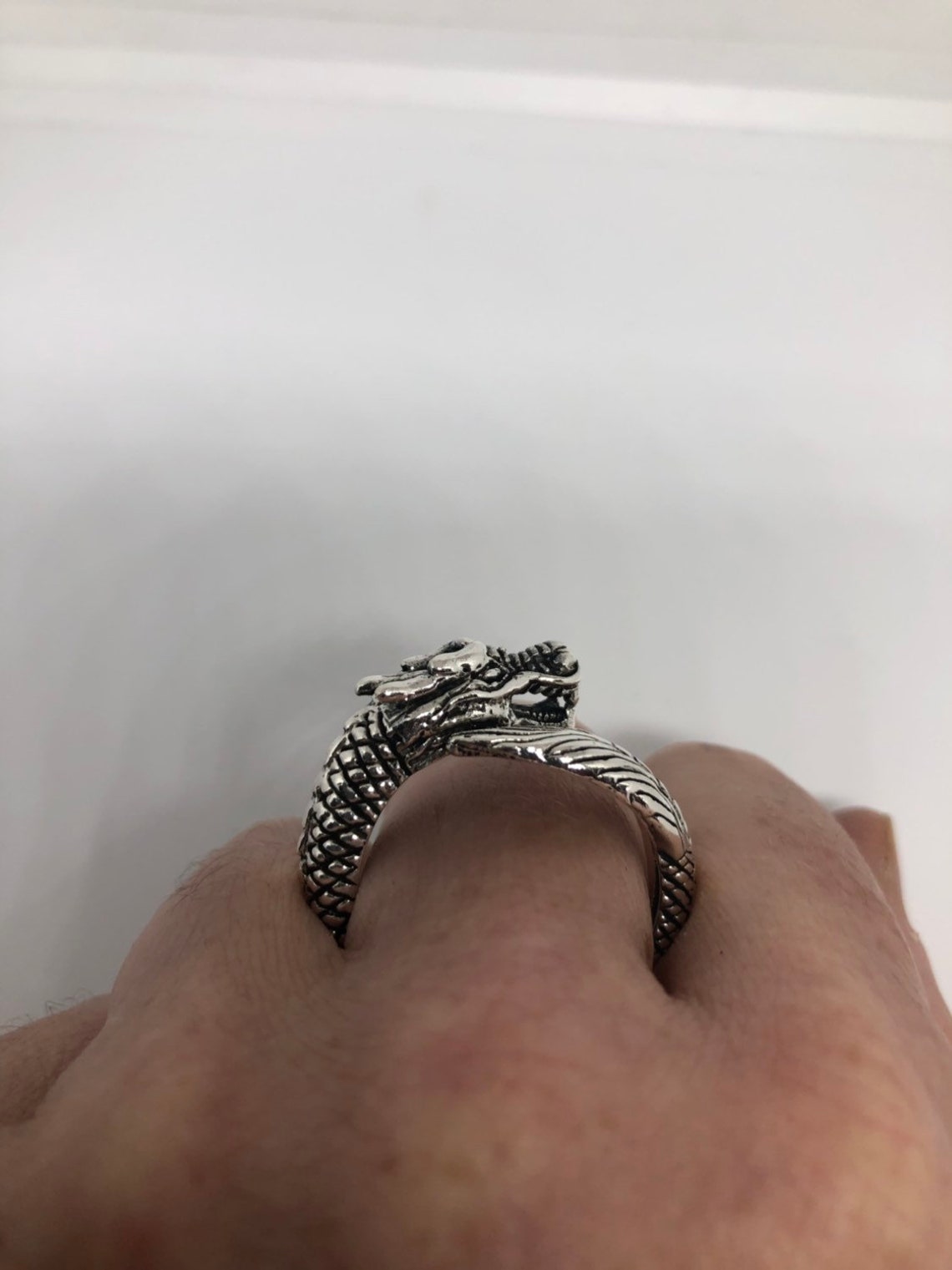 Vintage Gothic Dragon Sterling Silver Mens Ring - Etsy