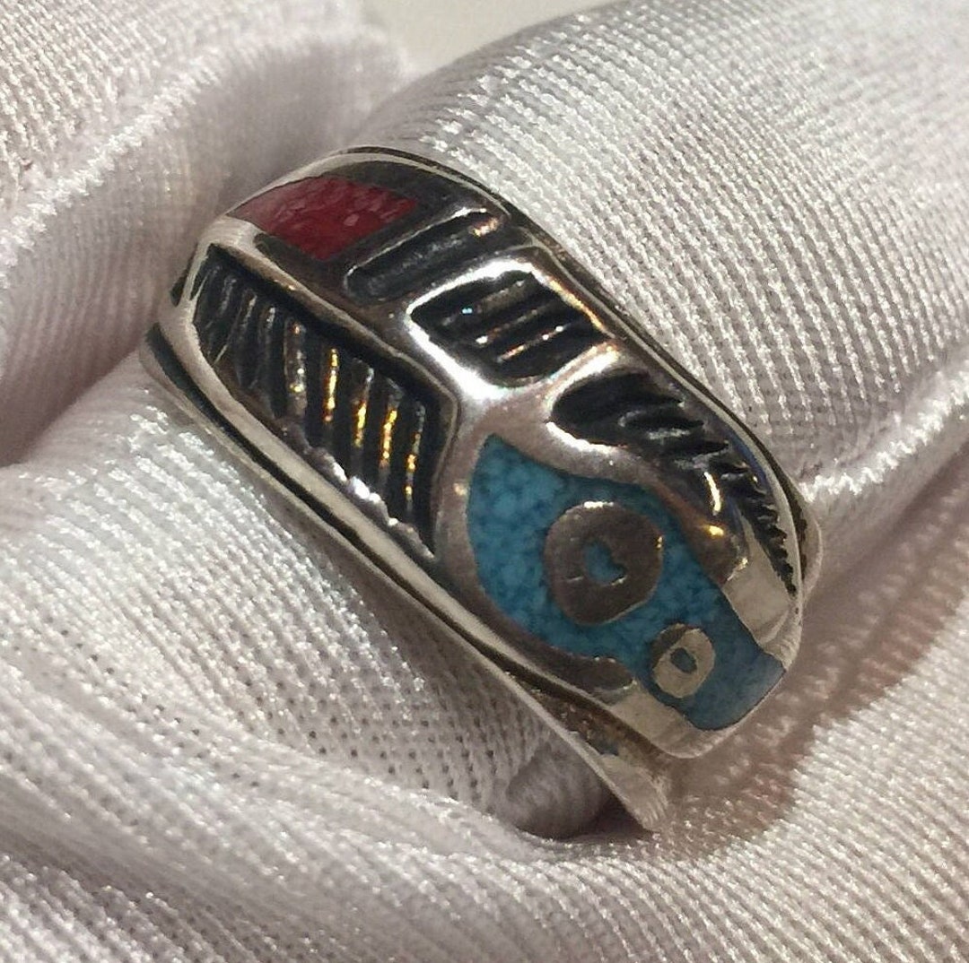Vintage Native American Style Southwestern Turquoise Stone Inlay ...