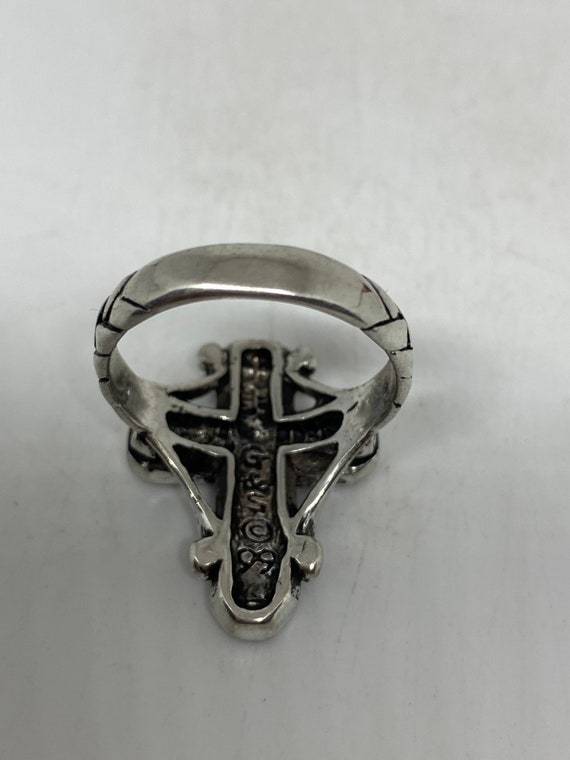 Vintage Gothic Celtic Cross Mens Ring Silver White Br… - Gem