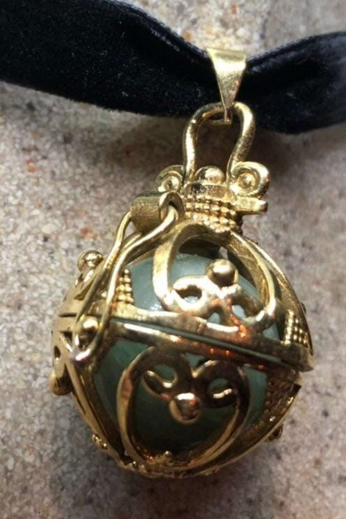 Vintage Golden Bronze Healing Stone Cage Locket - Etsy