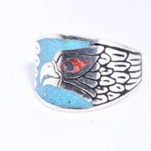 Vintage Native American Style Southwestern Turquoise Stone Inlay Mens ...