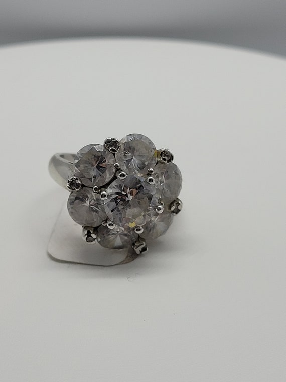 Vintage White Crystal Ring in 925 Sterling Silver - Gem