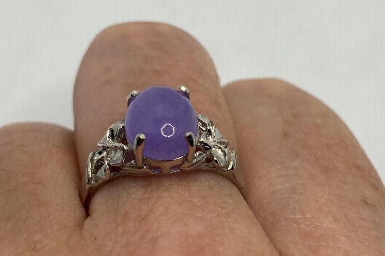 Vintage Purple Jade Ring 925 Sterling Silver - Etsy