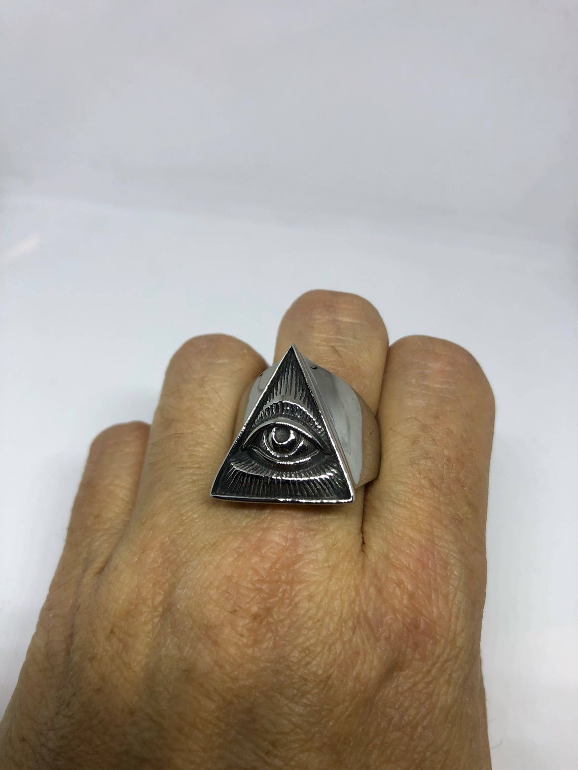 Vintage Gothic Stainless Steel Illuminati Eye Pyramid Mens Ring - Etsy