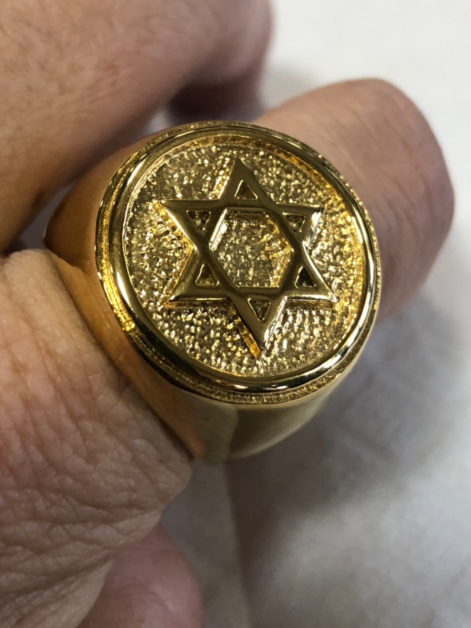 Vintage Golden Stainless Steel Star of David Mens Ring - Etsy