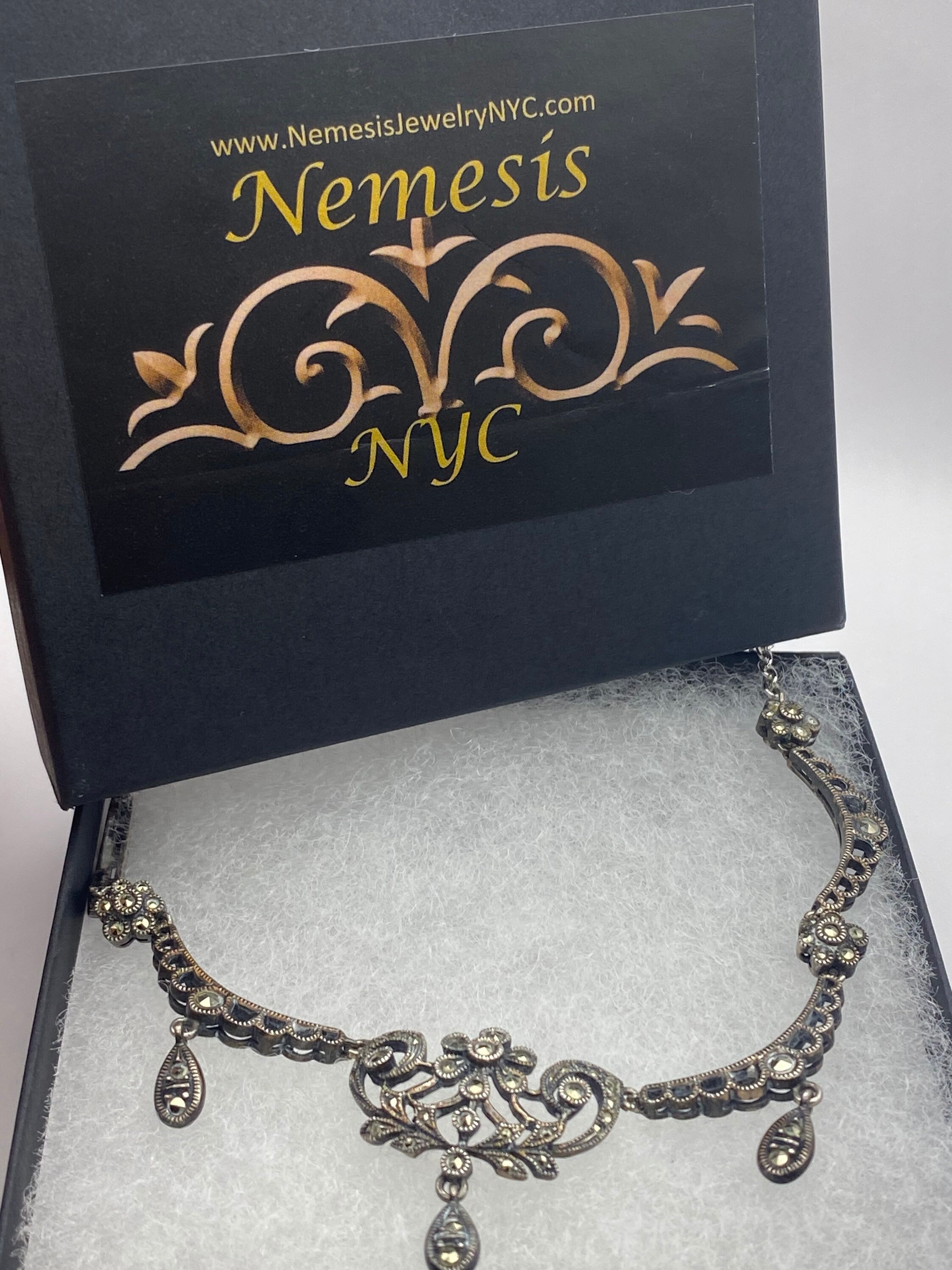 Vintage Marcasite Choker 925 Sterling Silver Deco Pendant Necklace - Etsy