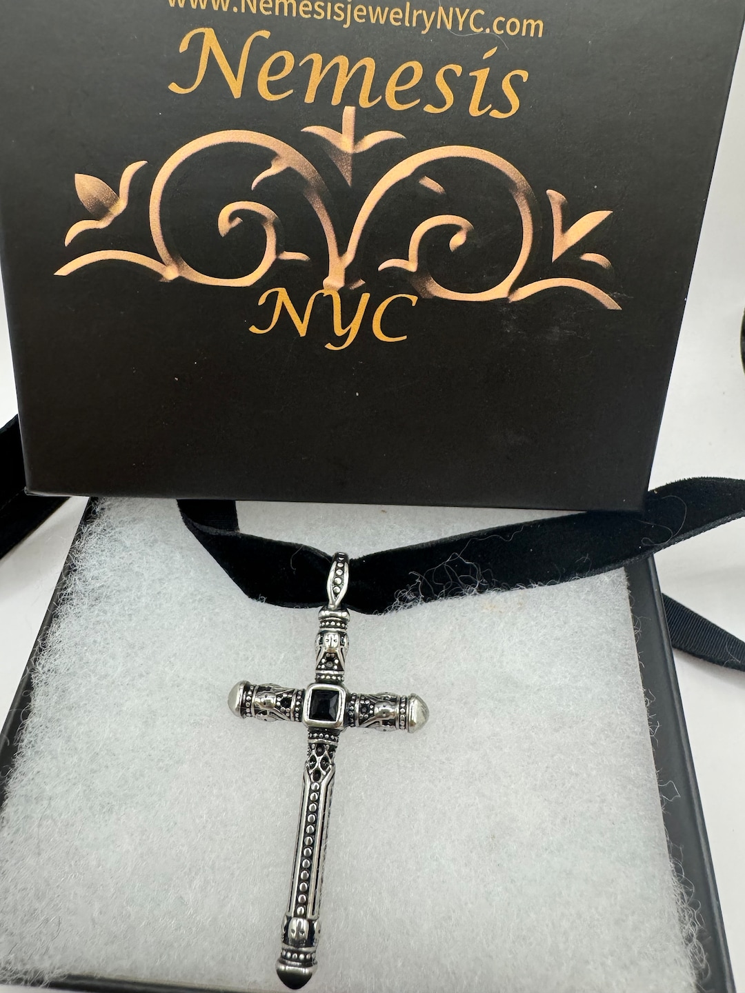 Vintage Celtic Black Jet Stainless Steel Cross Pendant Necklace - Etsy