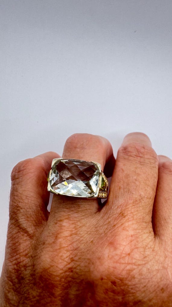 Vintage Clear Quartz Ring 925 Sterling Silver Cocktail - Gem