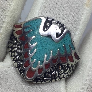Vintage Native American Style Southwestern Turquoise Stone Inlay Men's ...