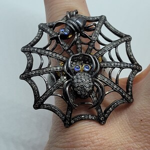 Vintage Spider Ring: Champagne Diamonds, Blue Iolite, Sterling Silver ...