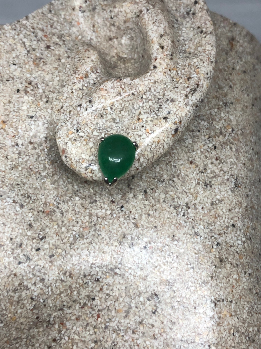 Vintage Fun Green Jade Gemstone Silver Bronze Stud Earrings - Etsy