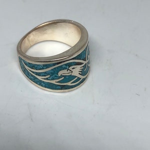Vintage Native American Style Southwestern Turquoise Stone Inlay Mens ...
