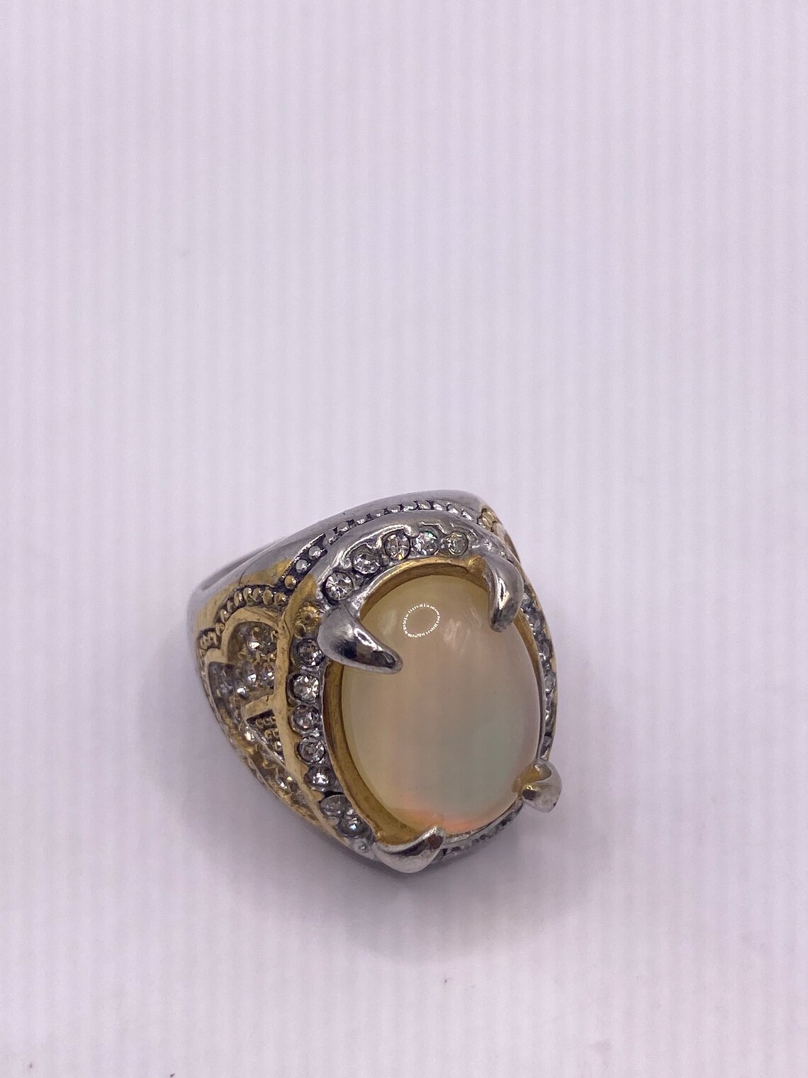 Vintage Aqua Blue Pink Opal Art Glass Cocktail Ring - Etsy