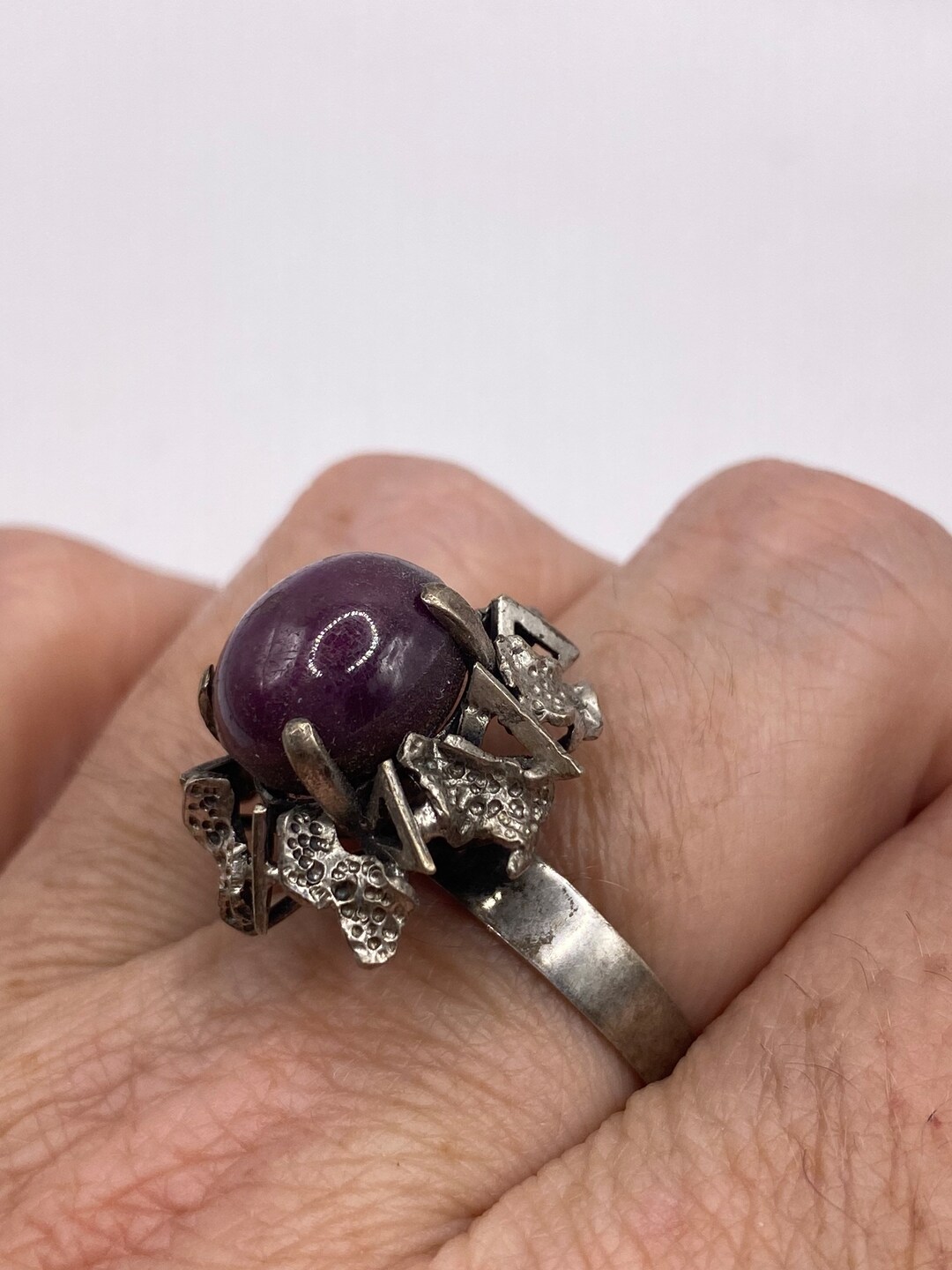 Vintage Red Star Ruby 14k White Gold Ring - Etsy