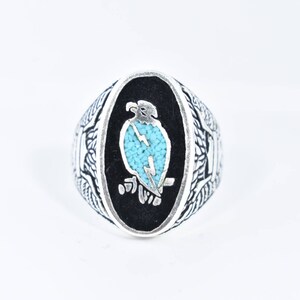 Vintage Native American Style Southwestern Turquoise Stone Inlay Mens ...