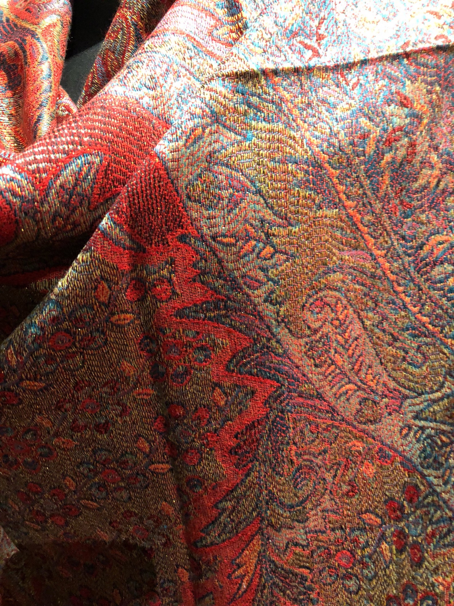 Vintage Red Metallic Golden Paisley Brocade Pashmina Scarf Wrap - Etsy