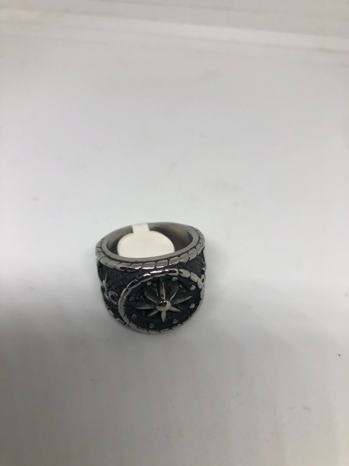Vintage Gothic Silver Stainless Steel Navy Anchor Mens Ring - Etsy