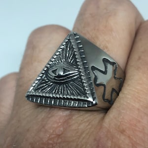 Vintage Gothic Stainless Steel Illuminati Eye Pyramid Mens Ring - Etsy