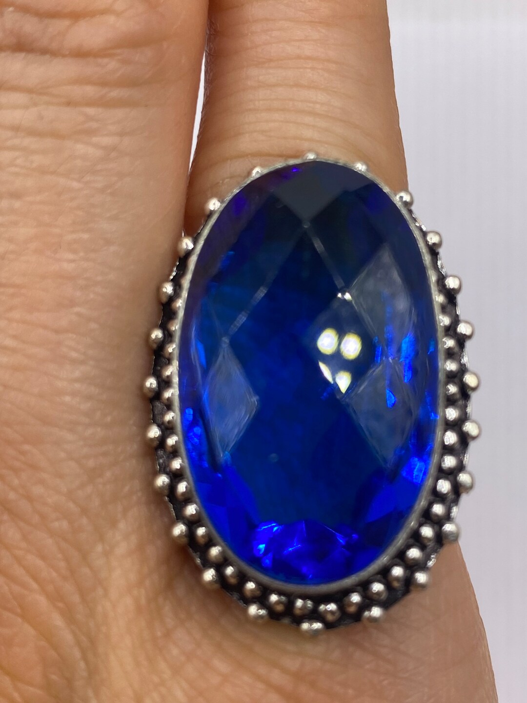 Vintage Deep Blue Volcanic Art Glass Ring Glass Blue - Etsy