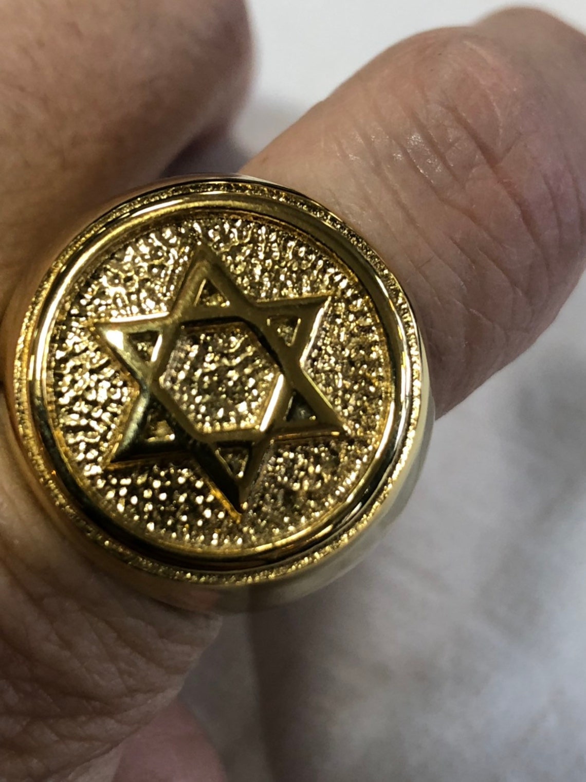 Vintage Golden Stainless Steel Star of David Mens Ring - Etsy