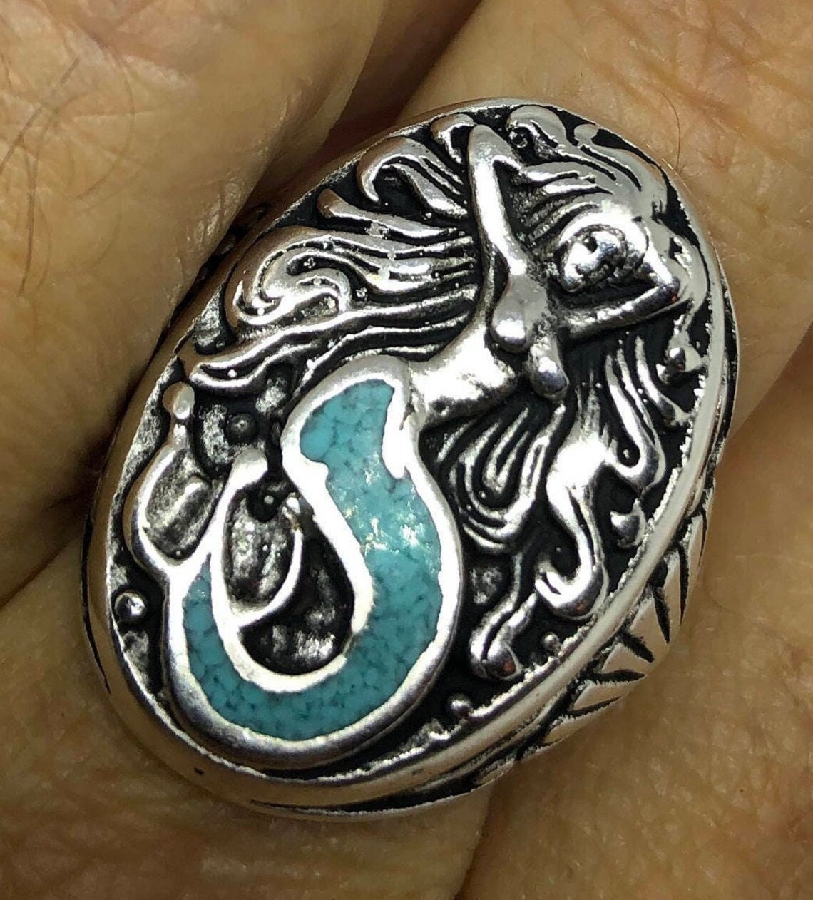 Vintage Southwestern Turquoise Mermaid Ring - Etsy