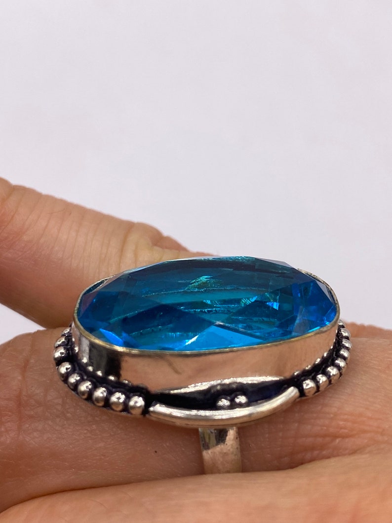 Vintage Aqua Blue Volcanic Art Glass Ring - Etsy