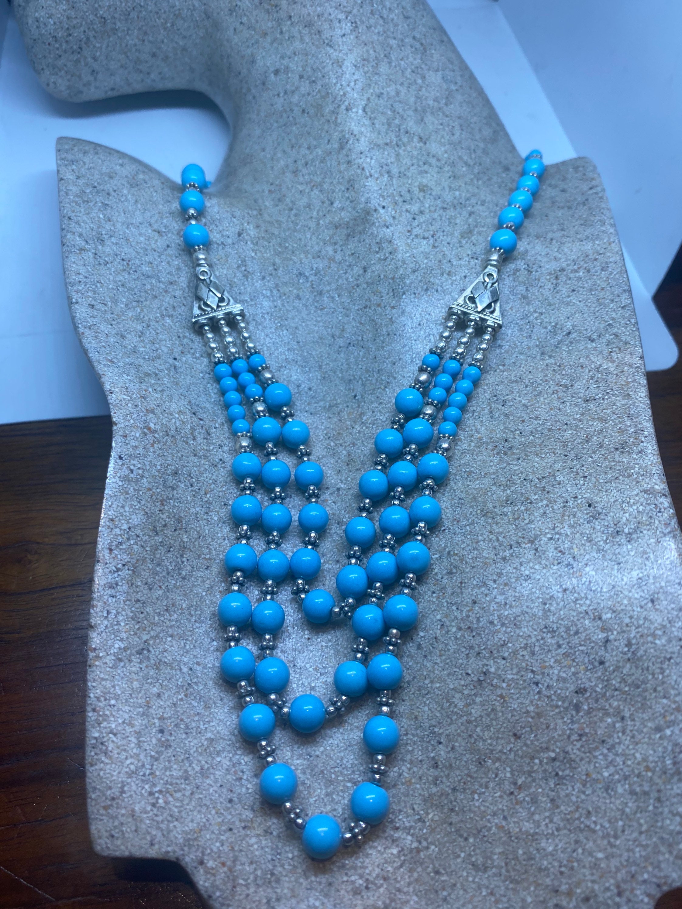 Vintage Moroccan Turquoise necklace with 925 Sterling Silver | Etsy