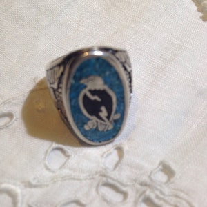Vintage Native American Style Southwestern Turquoise Stone Inlay Mens ...