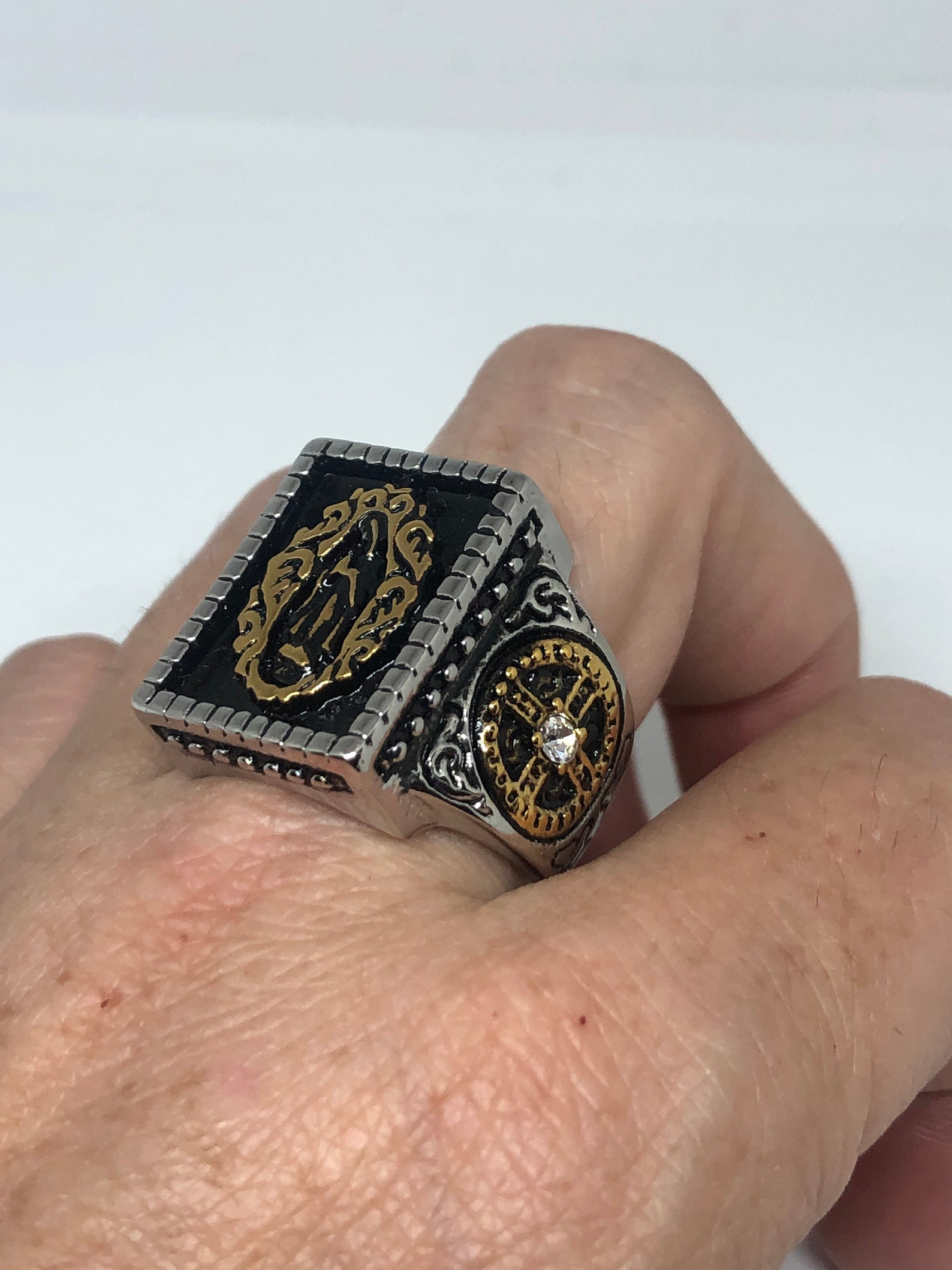 Vintage Saint Mary Ring Golden Stainless Steel Mens - Etsy