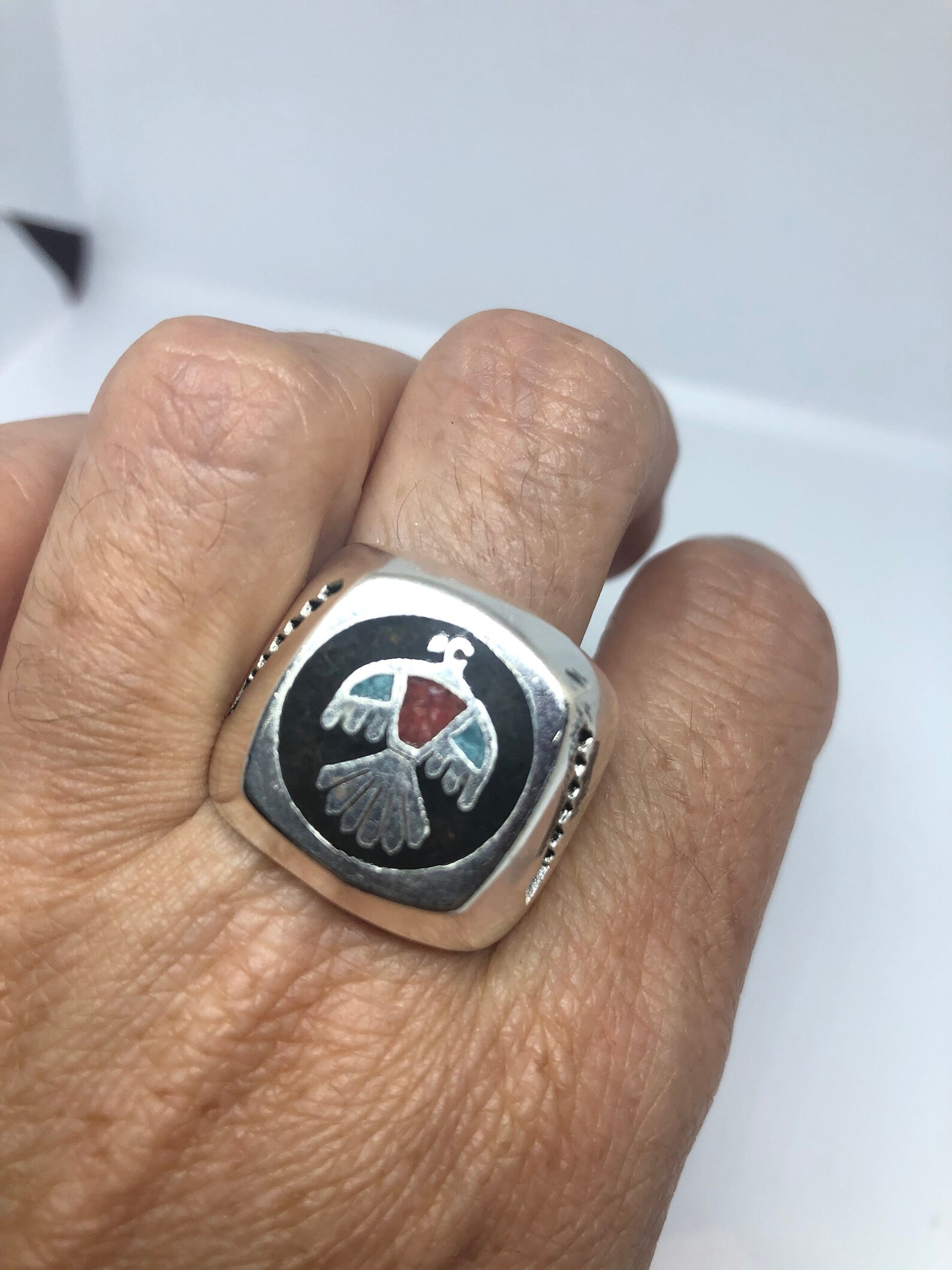 Vintage Thunderbird Ring Native American Style Southwestern - Etsy