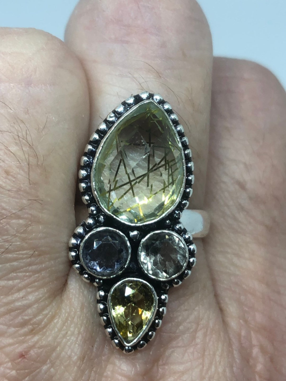 Vintage Faux Golden Rutile Vintage Art Glass Long Knuckle Ring - Etsy