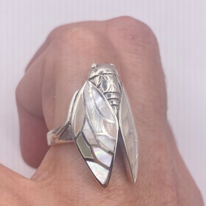 Antique Deco Mother of Pearl Cicada 925 Sterling Silver Ring - Etsy