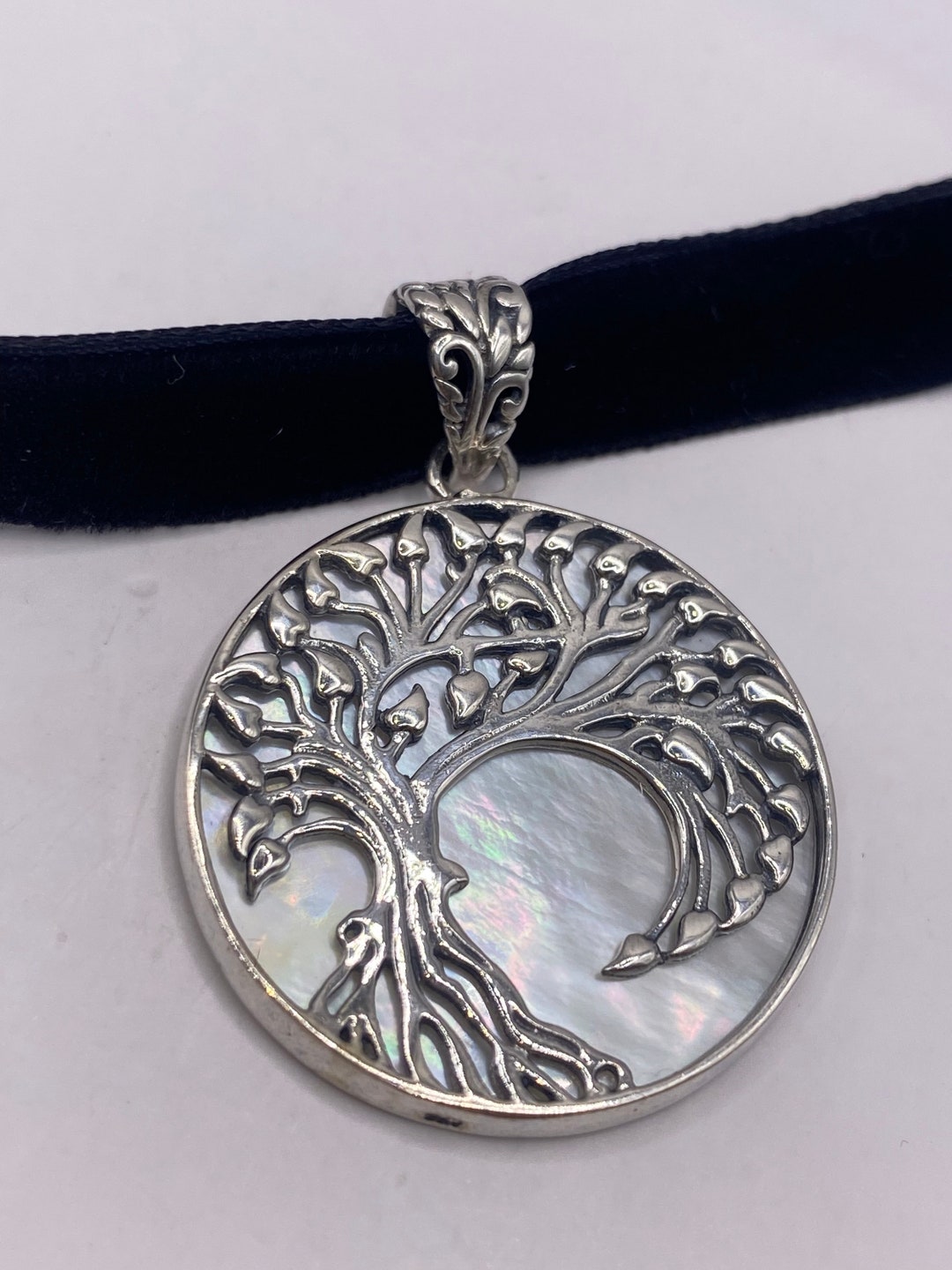 Vintage Tree of Life 925 Sterling Silver Mother of Pearl Pendant ...