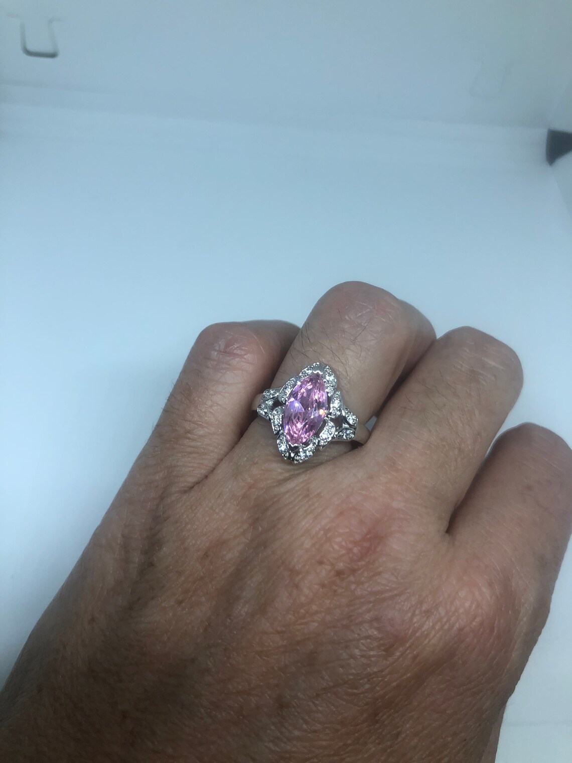 Vintage Pink CZ 925 Sterling Silver Cocktail Ring Size 6.25 - Etsy