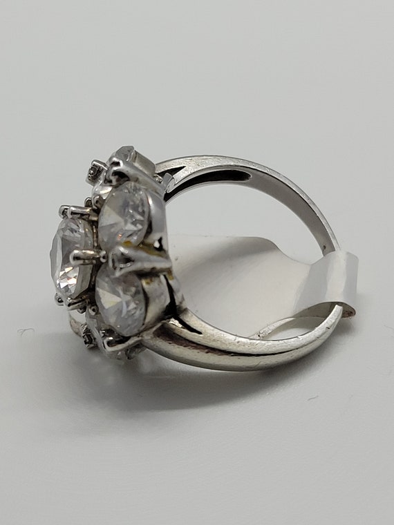 Vintage White Crystal Ring in 925 Sterling Silver - Gem