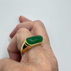 Vintage Green Fun Jade Golden Finished Mens Ring - Etsy
